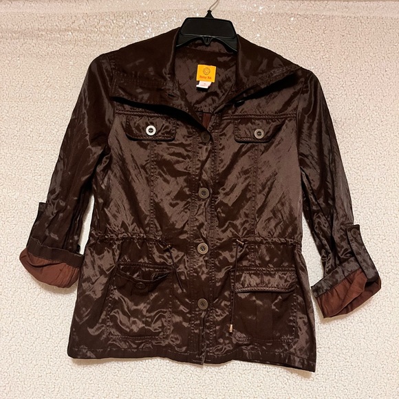 Ruby Rd. | Jackets & Coats | Ruby Rd Shiny Brown Lightweight Jacket ...